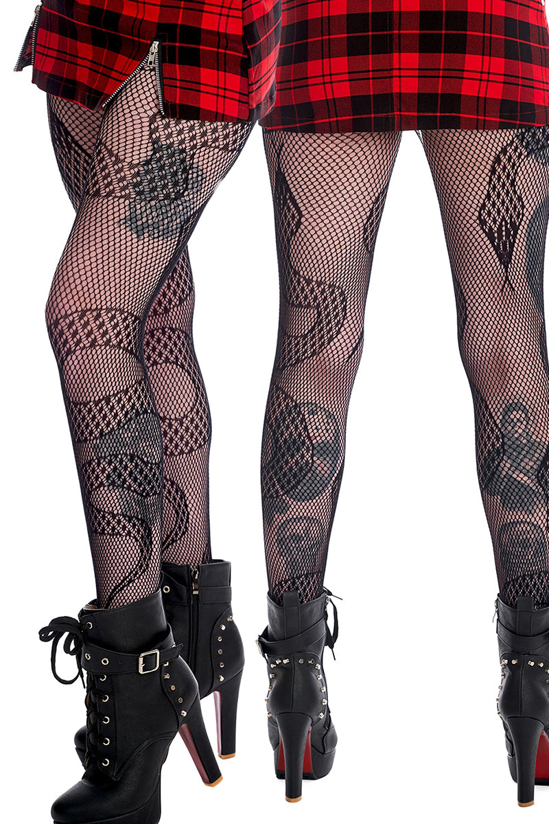 Banned Snakes Fishnet Tights | Angel Clothing