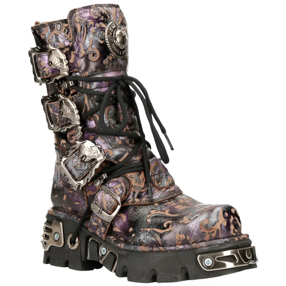 New Rock Purple Vintage Flower Reactor Boots M.391-S5 | New Rock ...