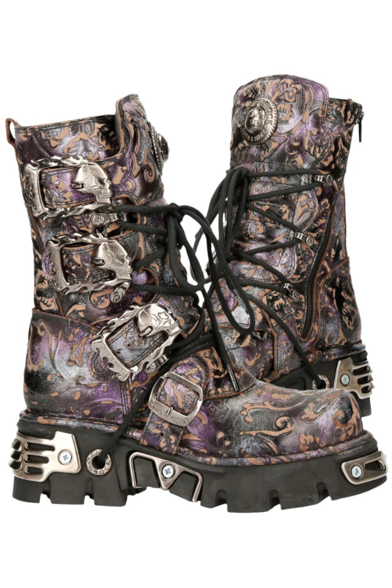 New Rock Purple Vintage Flower Reactor Boots M.391-S5 | New Rock ...