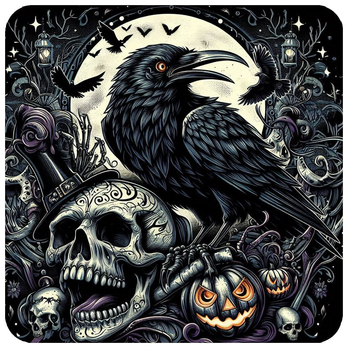 Halloween Raven & Skull Coaster Set | Oakhart – Angel Clothing