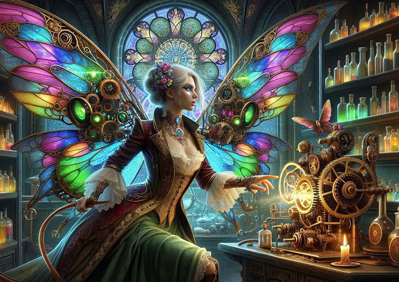 Fae & Flux: Steampunk Fairy & Alchemist Print Framed – Angel Clothing