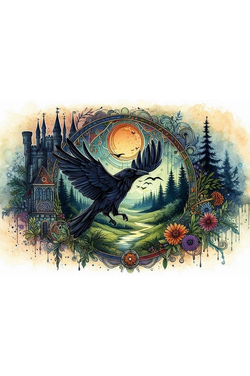The Raven's Flight Print Framed | Fantasy Art – Angel Clothing