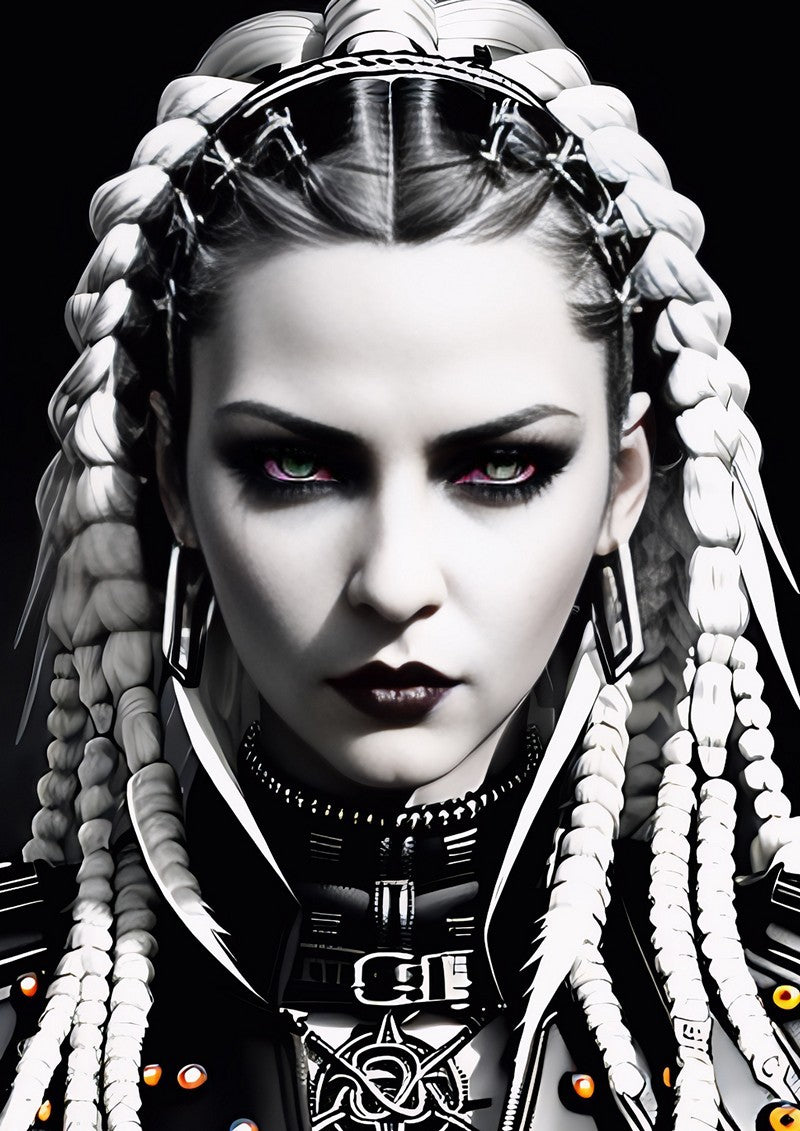 Cyberpunk Queen Framed Print | Futuristic Art – Angel Clothing