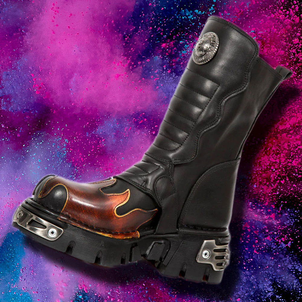 New Rock M.591X S1 Red Flame Boots | Angel Clothing