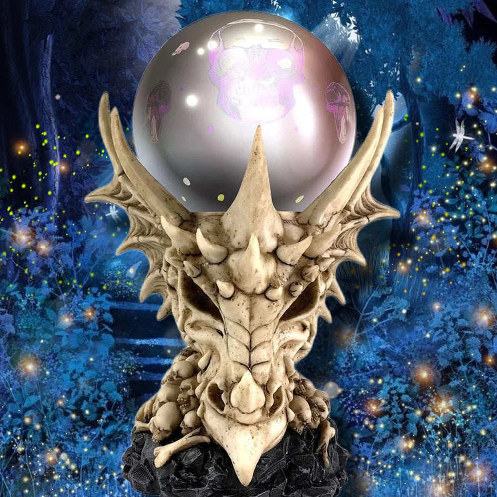 Skeletal Realm Dragon Skull and LED Crystal Orb | Angel Clothing