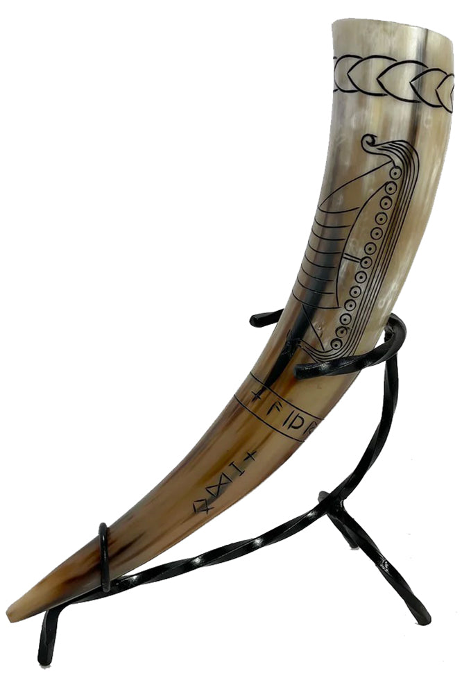 Viking Drinking Horn with Viking Longship and Runes Design (M) – Angel ...