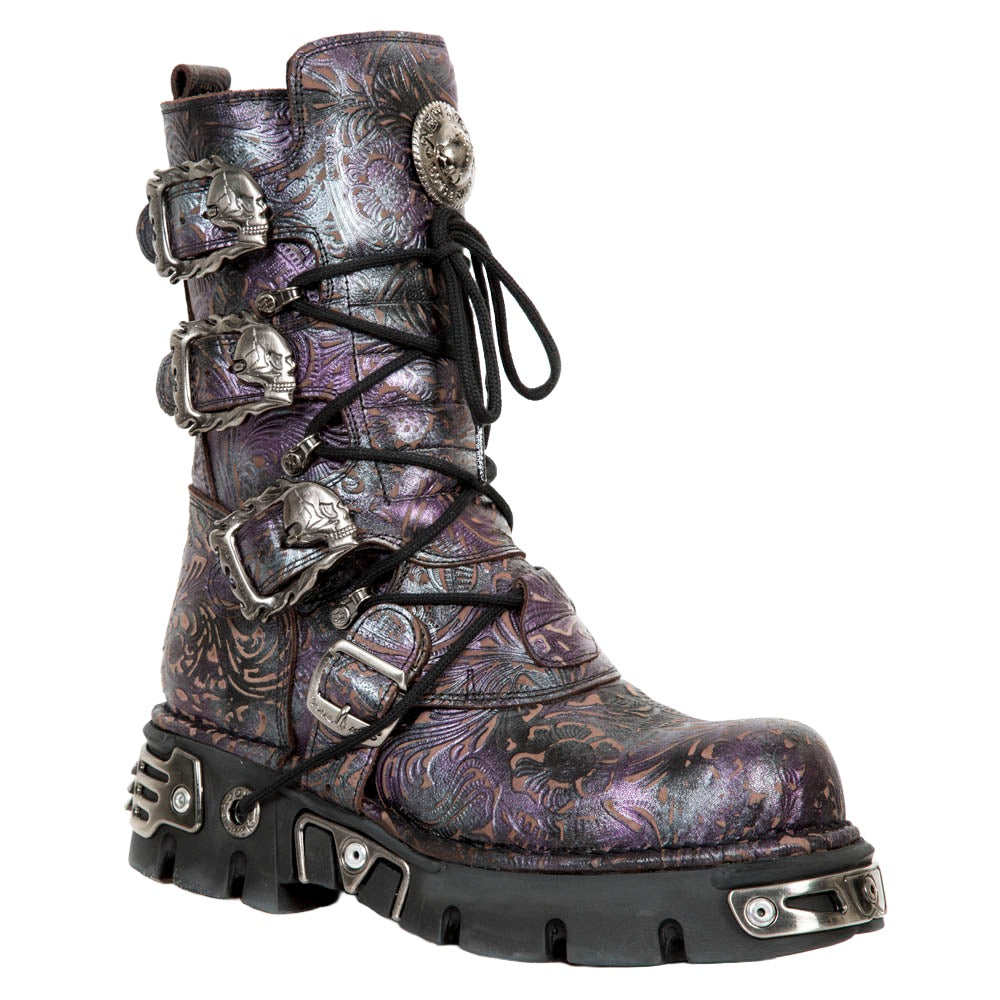 New Rock Purple Vintage Flower Reactor Boots M.391-S5 | New Rock ...