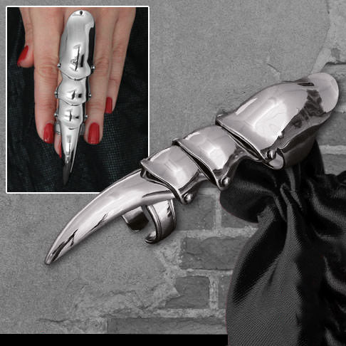etNox Long Finger Claw Armour Ring | Angel Clothing