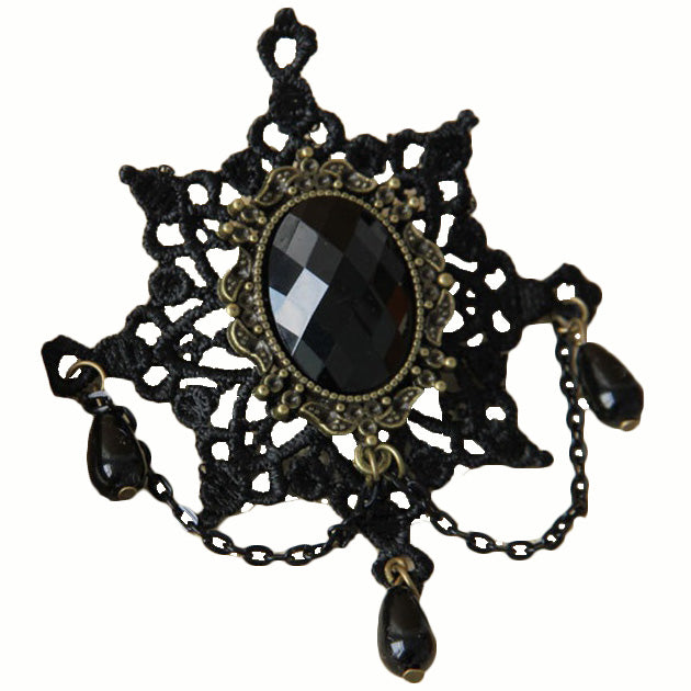 Victorian Gothic Black Lace Brooch | Angel Clothing