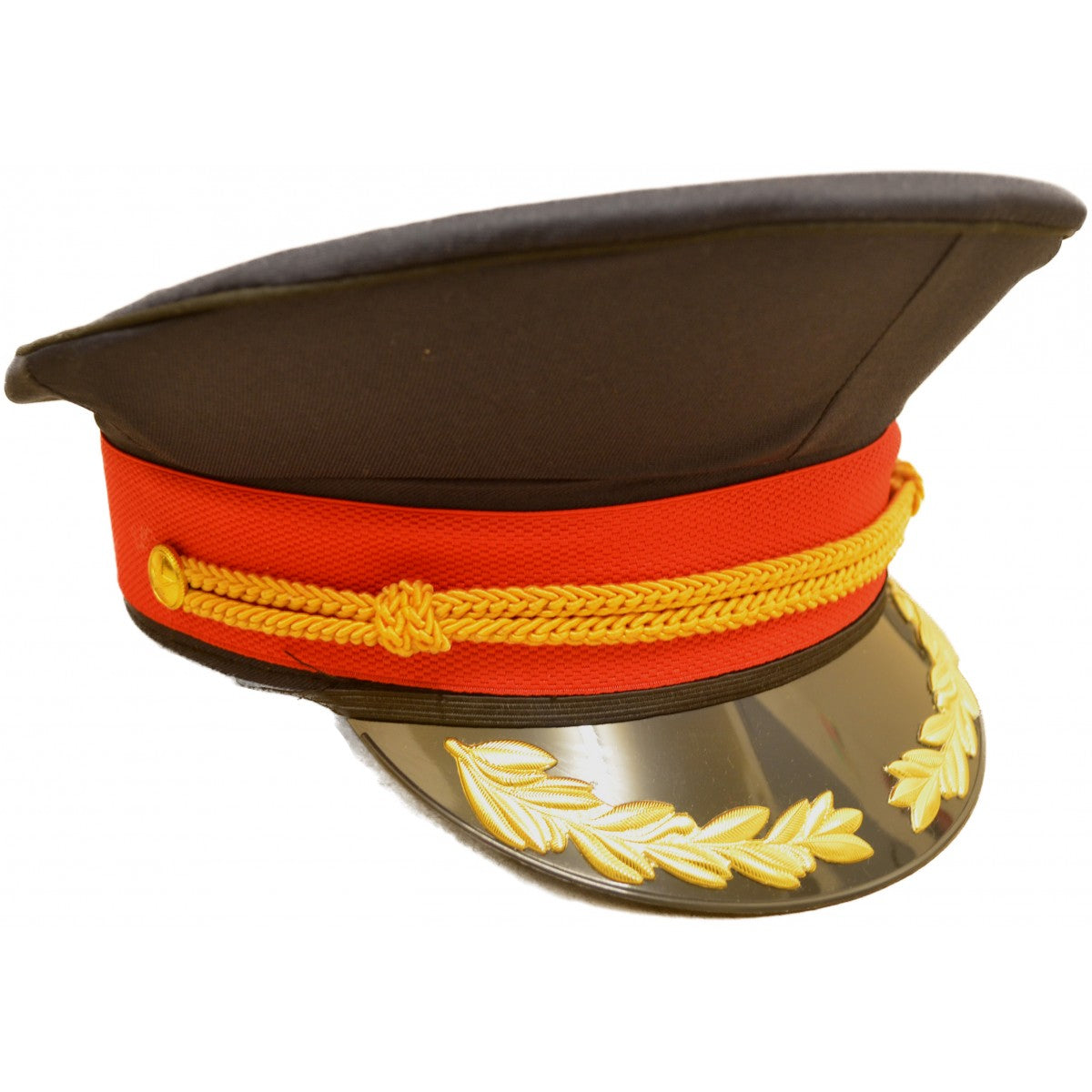 Navy Blue Military Peaked Cap with Red and Gold Trim | Angel Clothing