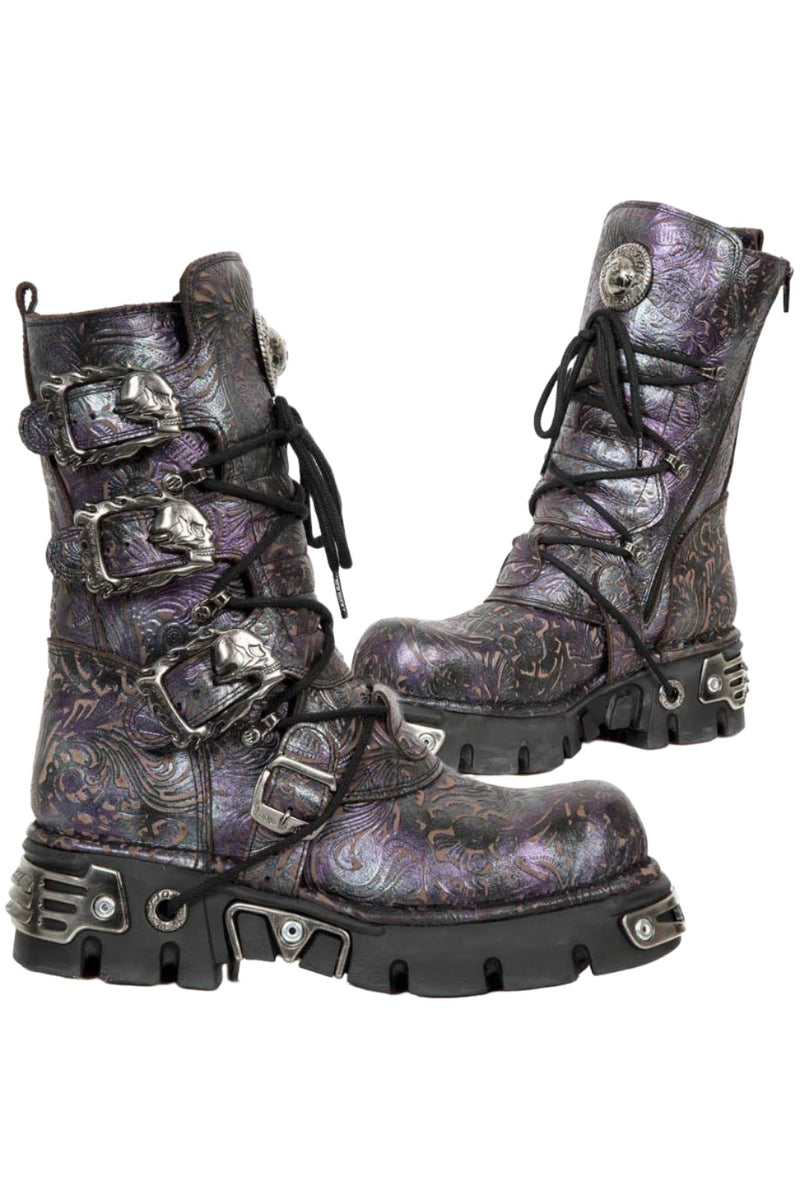 New Rock Purple Vintage Flower Reactor Boots M.391-S5 | New Rock ...