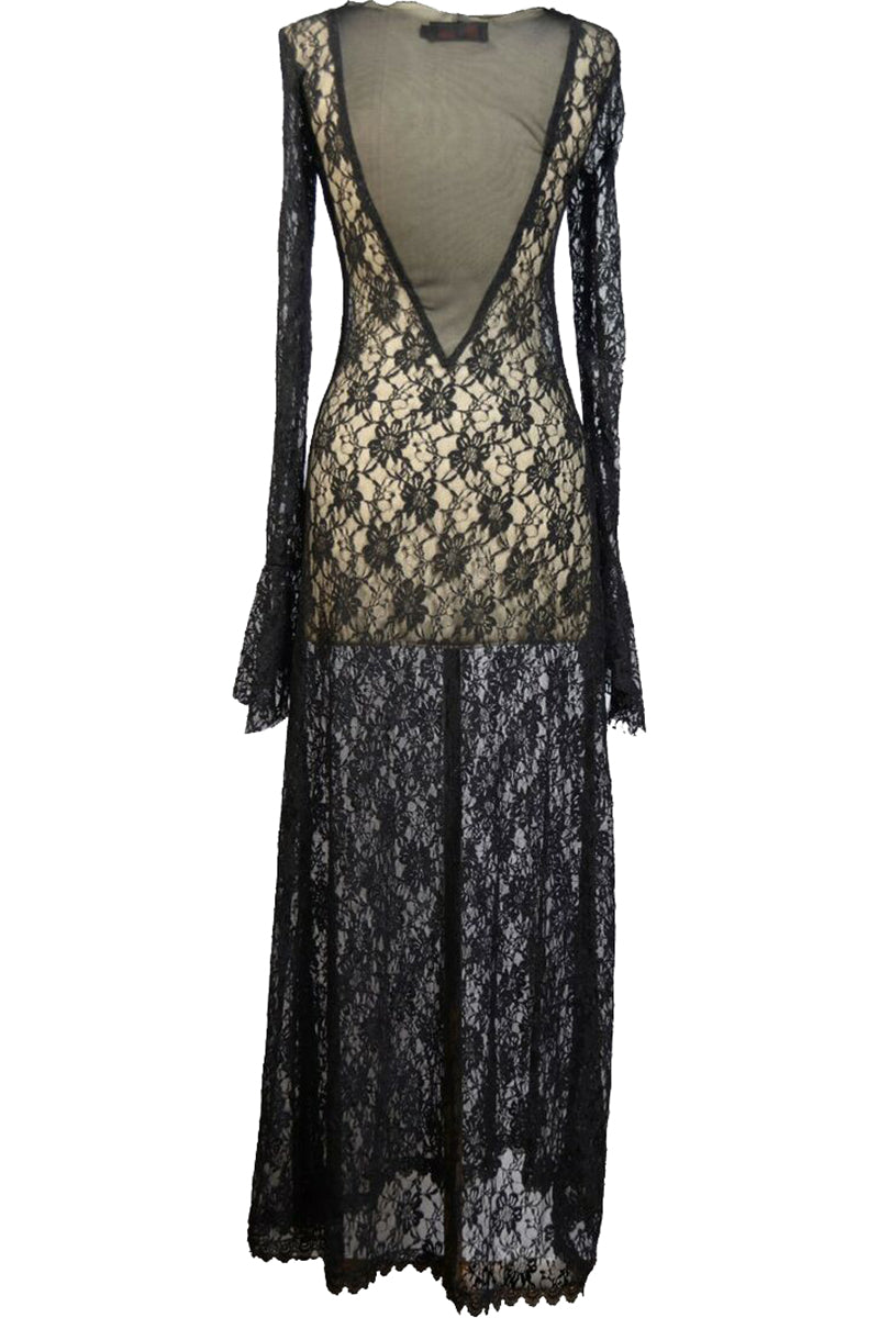 Pentagramme Long Gothic Lace Dress | Angel Clothing